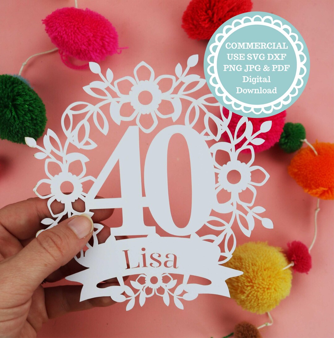 40th Birthday Gift Paper Cutting Template, SVG for Laser Cutting or ...