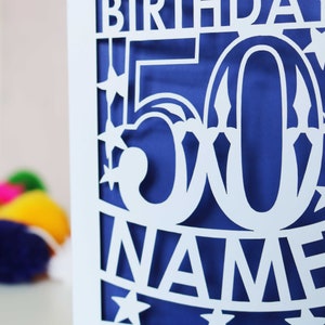 Birthday SVG Personalised 50th Birthday Card Papercut Template for ...