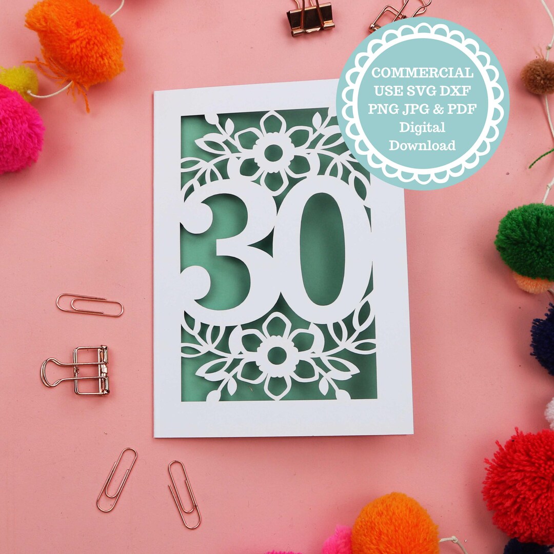 30th Birthday Papercut Insert Card SVG for Cricut or Laser Cutting - Etsy