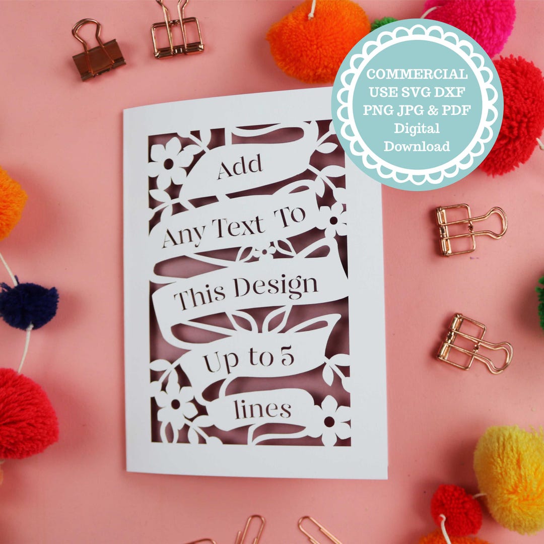 Personalized Banner Card Papercut Template - SVG for Cricut, Digital ...