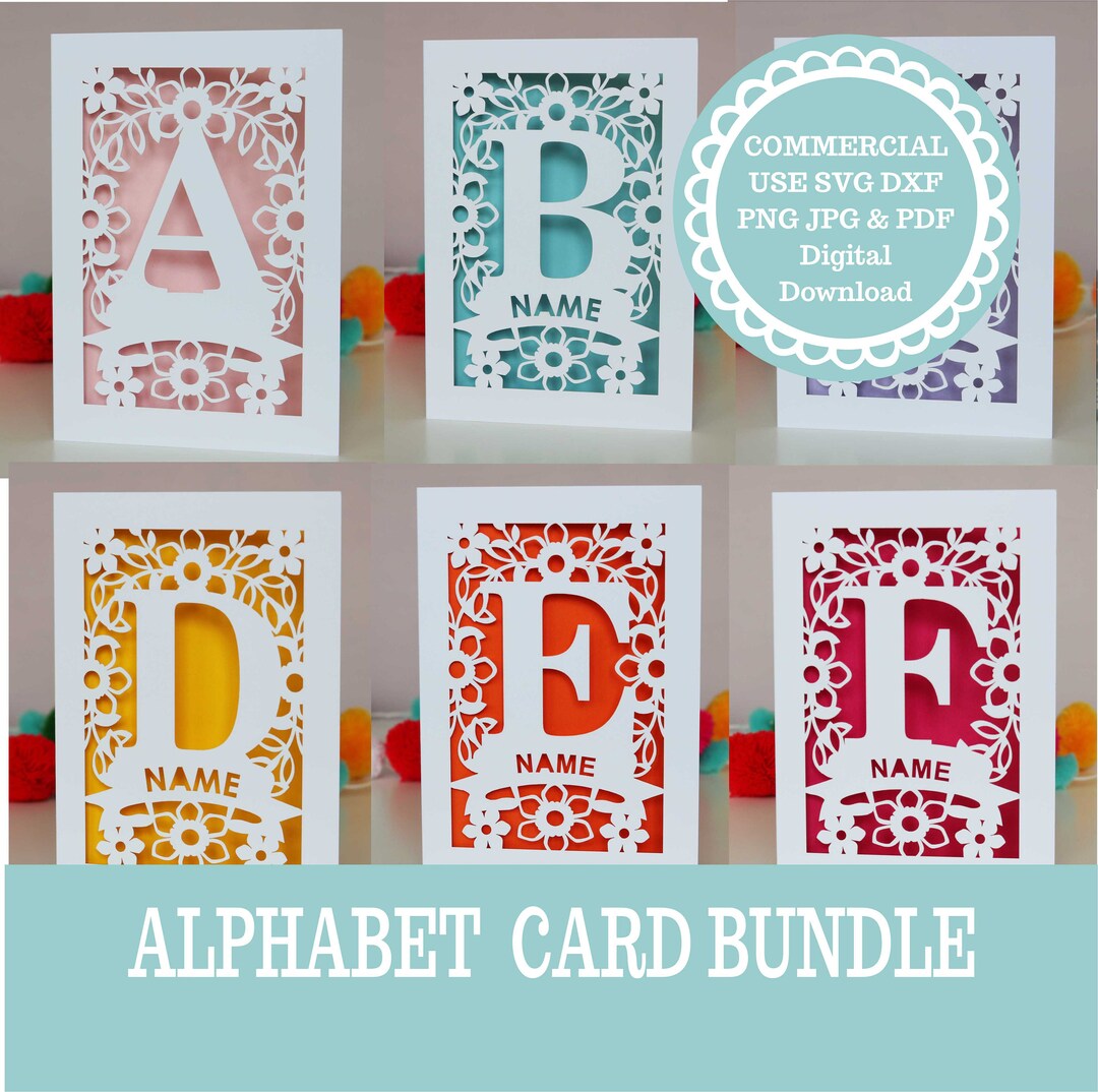 COMMERCIAL USE BUNDLE Personalised Complete Alphabet Initial Card ...