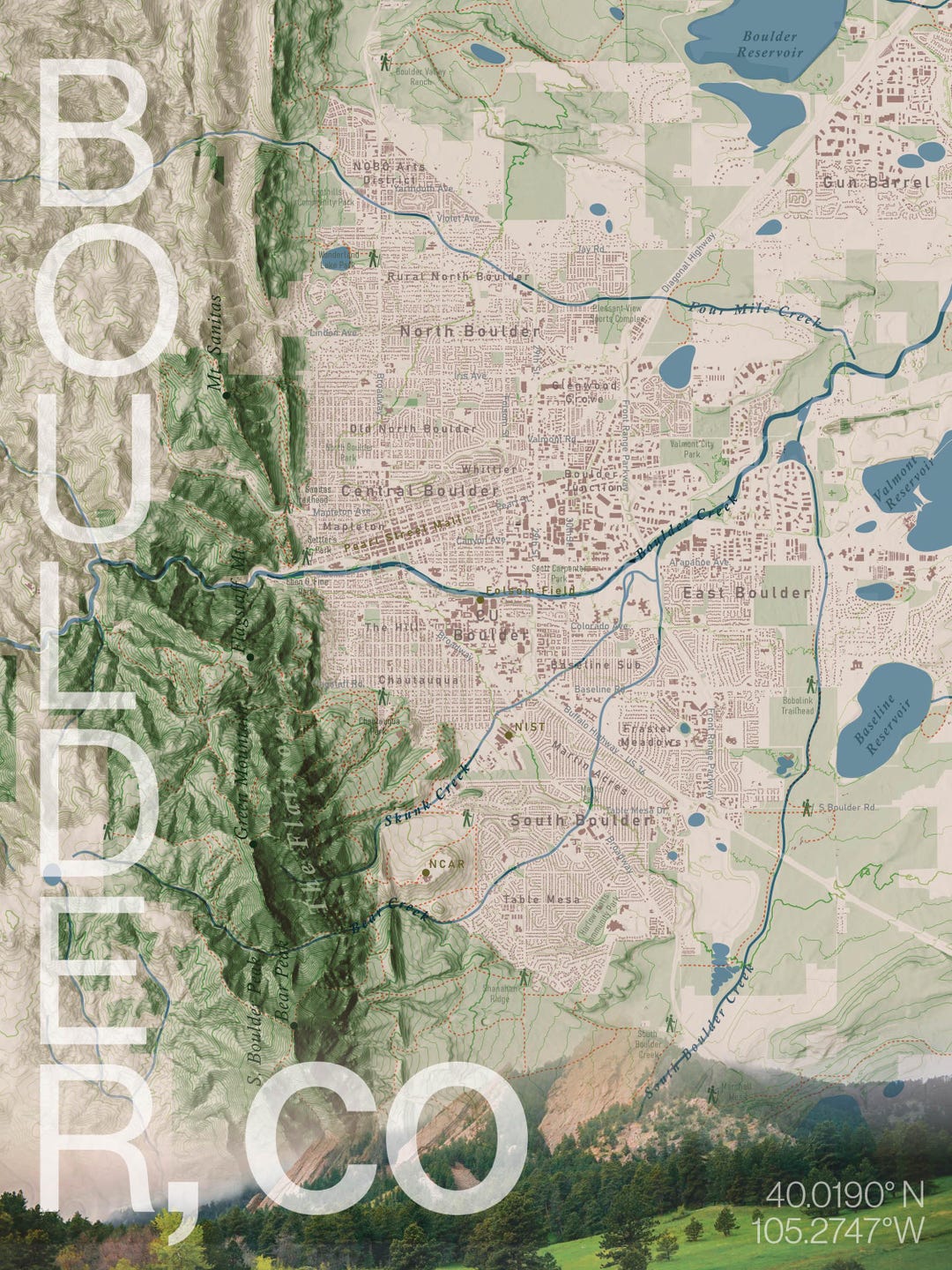 Boulder Colorado Map Poster – 18x24 Modern Wall Art – Minimalist City ...
