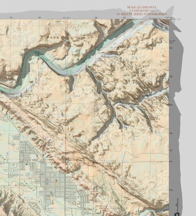 Moab, Utah USGS Topography Map | Gift Map - Etsy