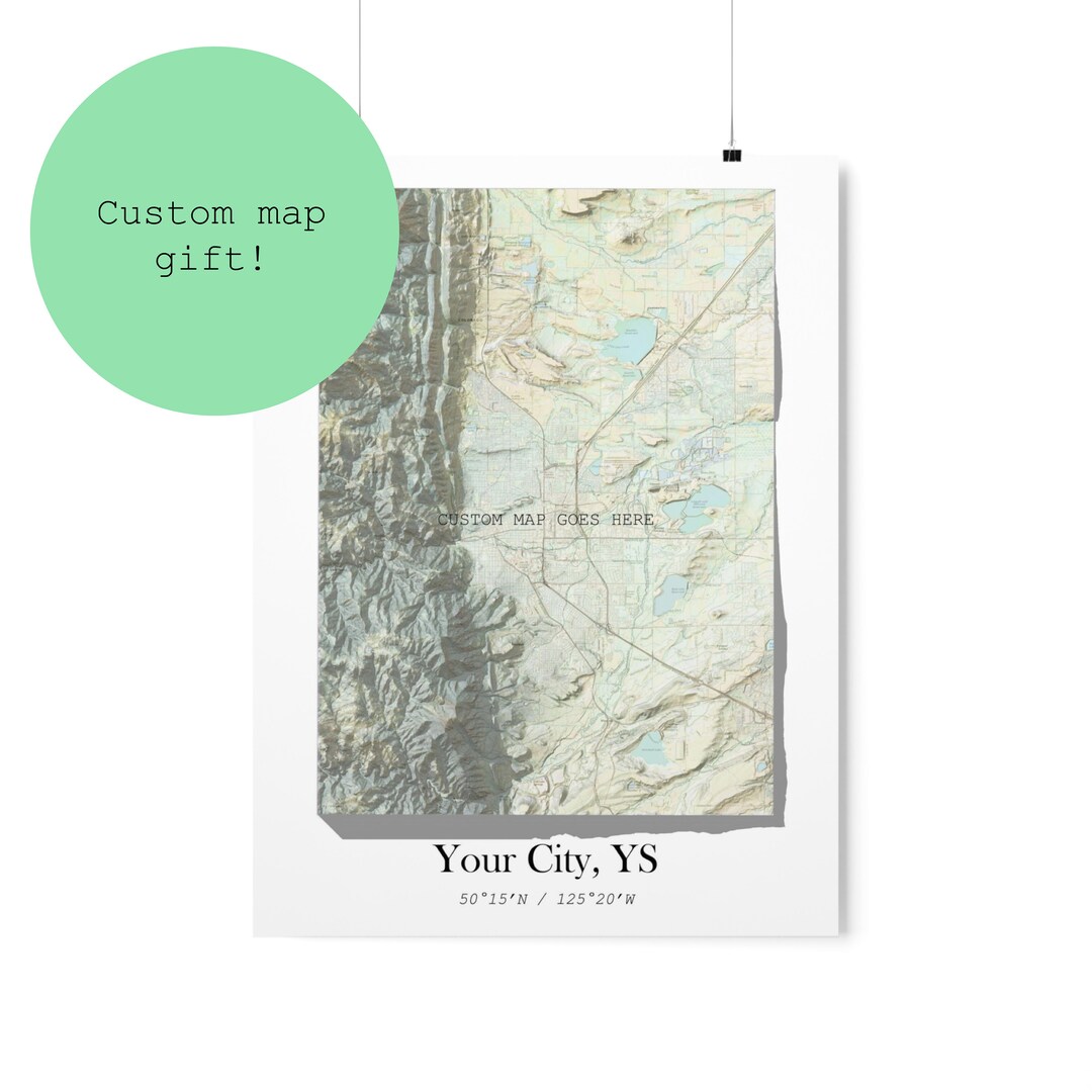 Customizable Topographic Map Gift Father's Day Gift Custom Shaded ...