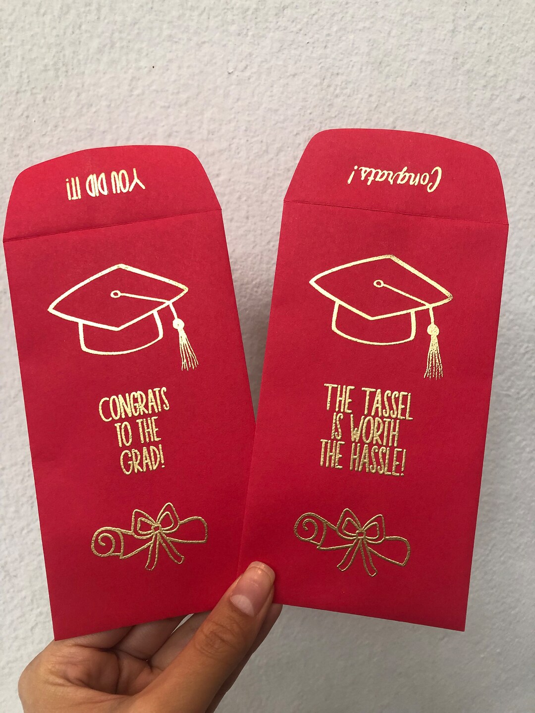 ONE Handmade Graduation Lucky Red Envelopes, Chinese Hong Bao, Money ...