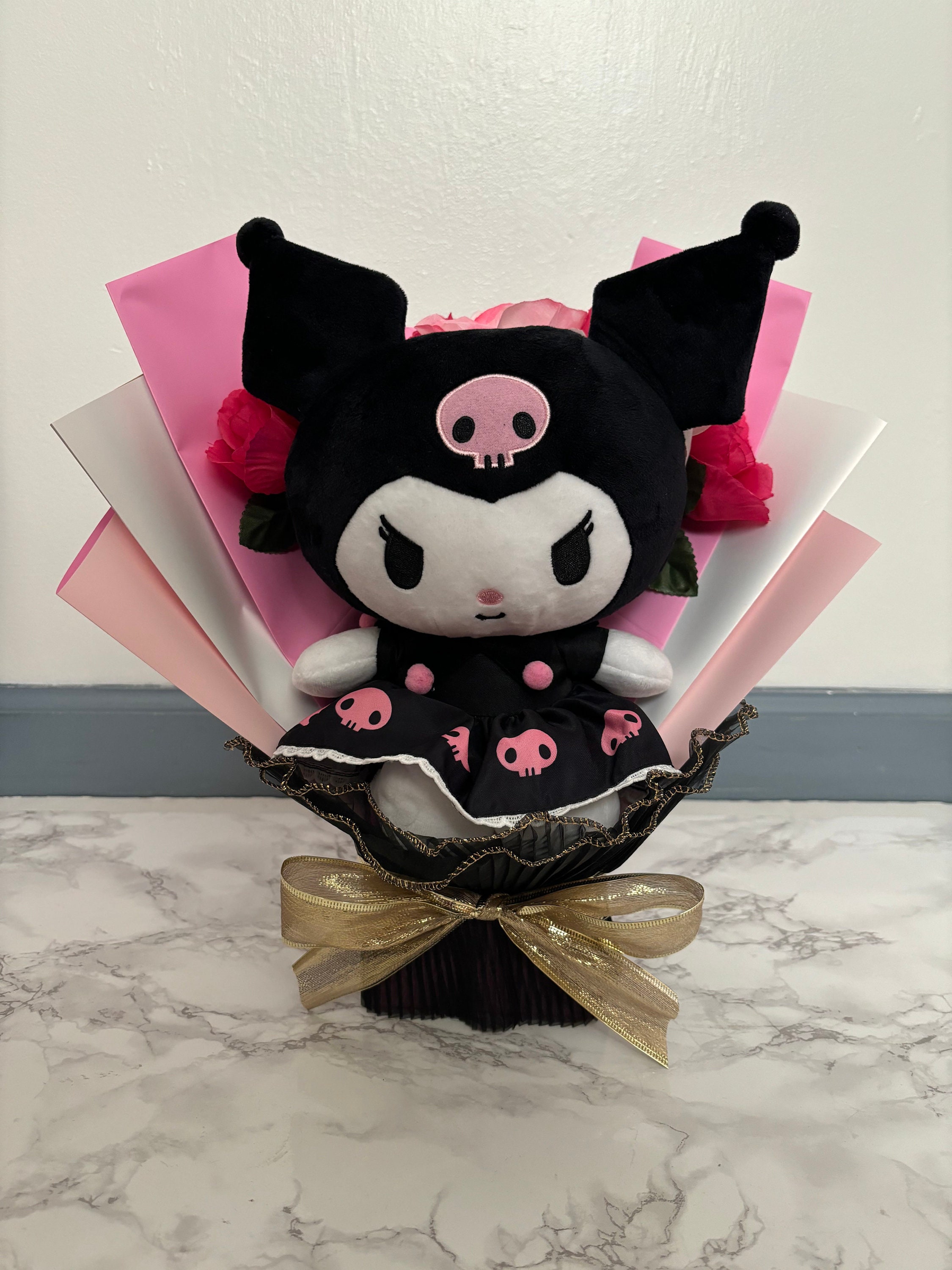 Handmade Kuromi Sanrio Plush Bouquet With Flowers, Kawaii Plushy ...