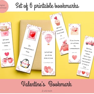 Printable Bible Valentines Day Bookmarks Set of 5 Printable Book Marks ...