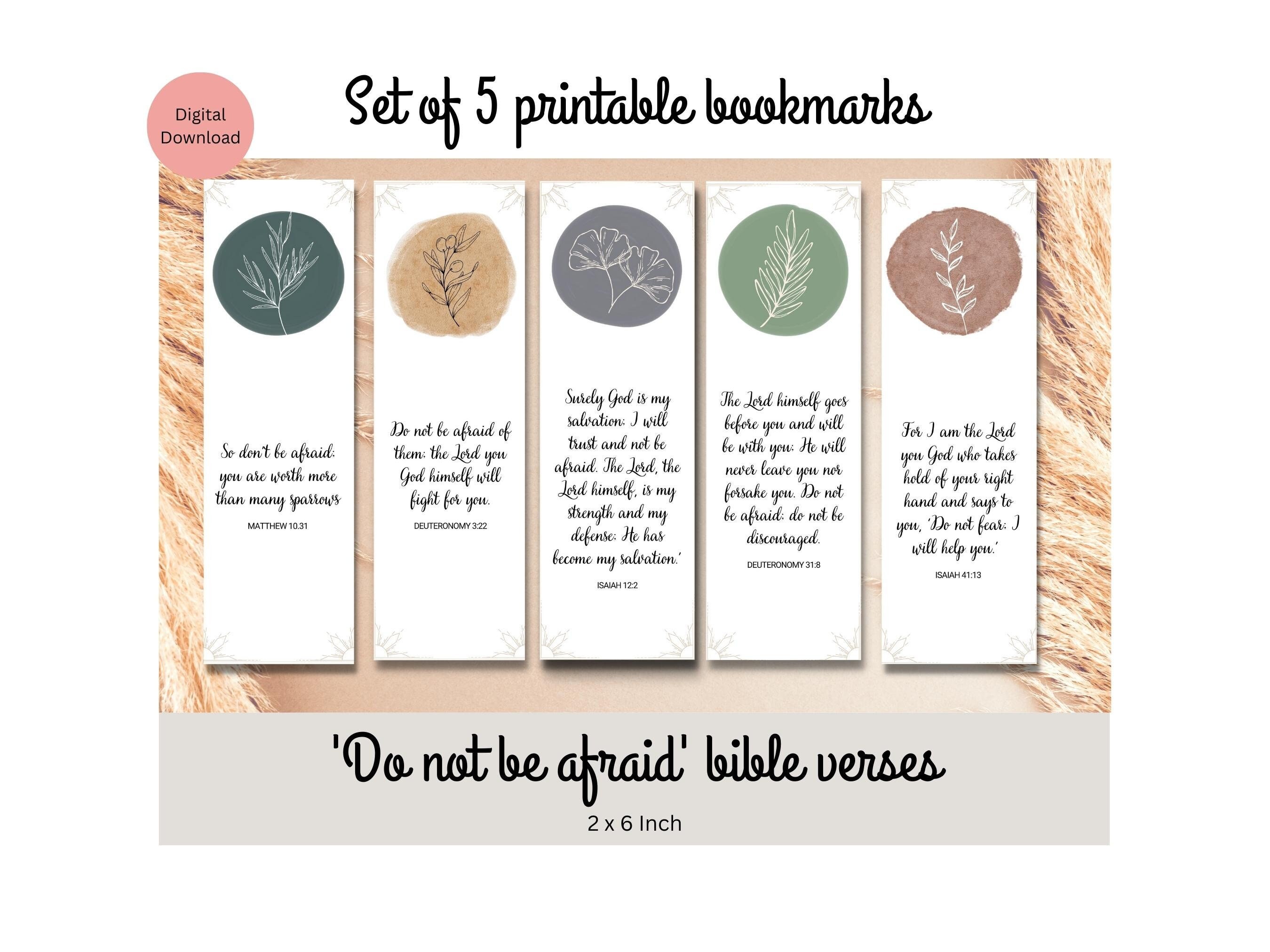 PRINTABLE Bible Verse Bookmark SET of 5 Boho Bookmarks Scripture ...