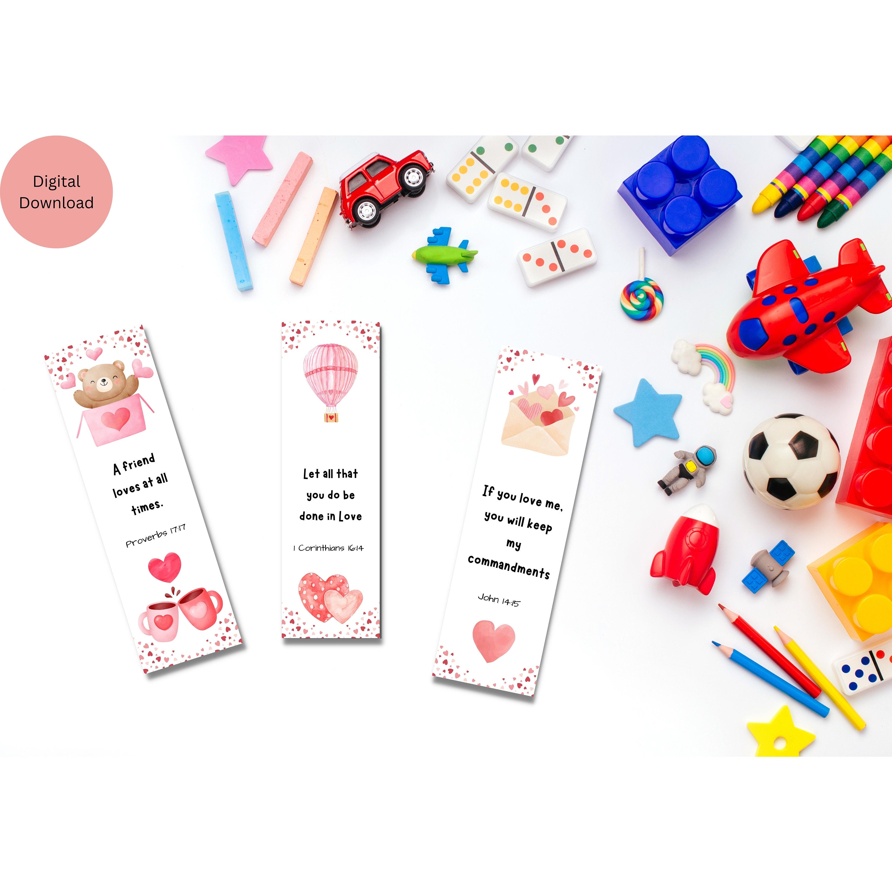 Printable Bible Valentines Day Bookmarks Set of 5 Printable Book Marks ...