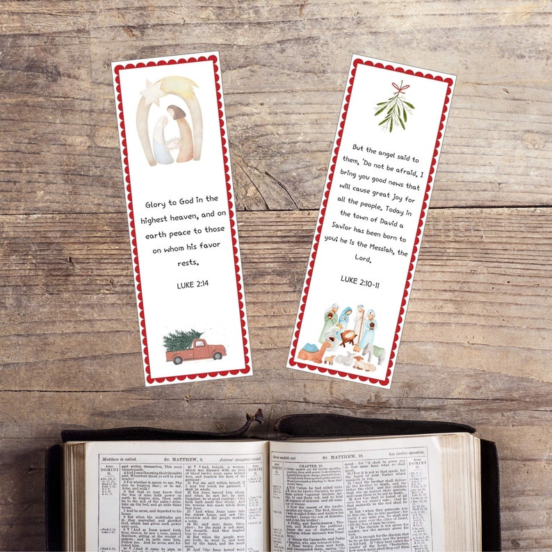 Christmas Printable Bookmarks Set of 6, Digital Download Book Marks ...