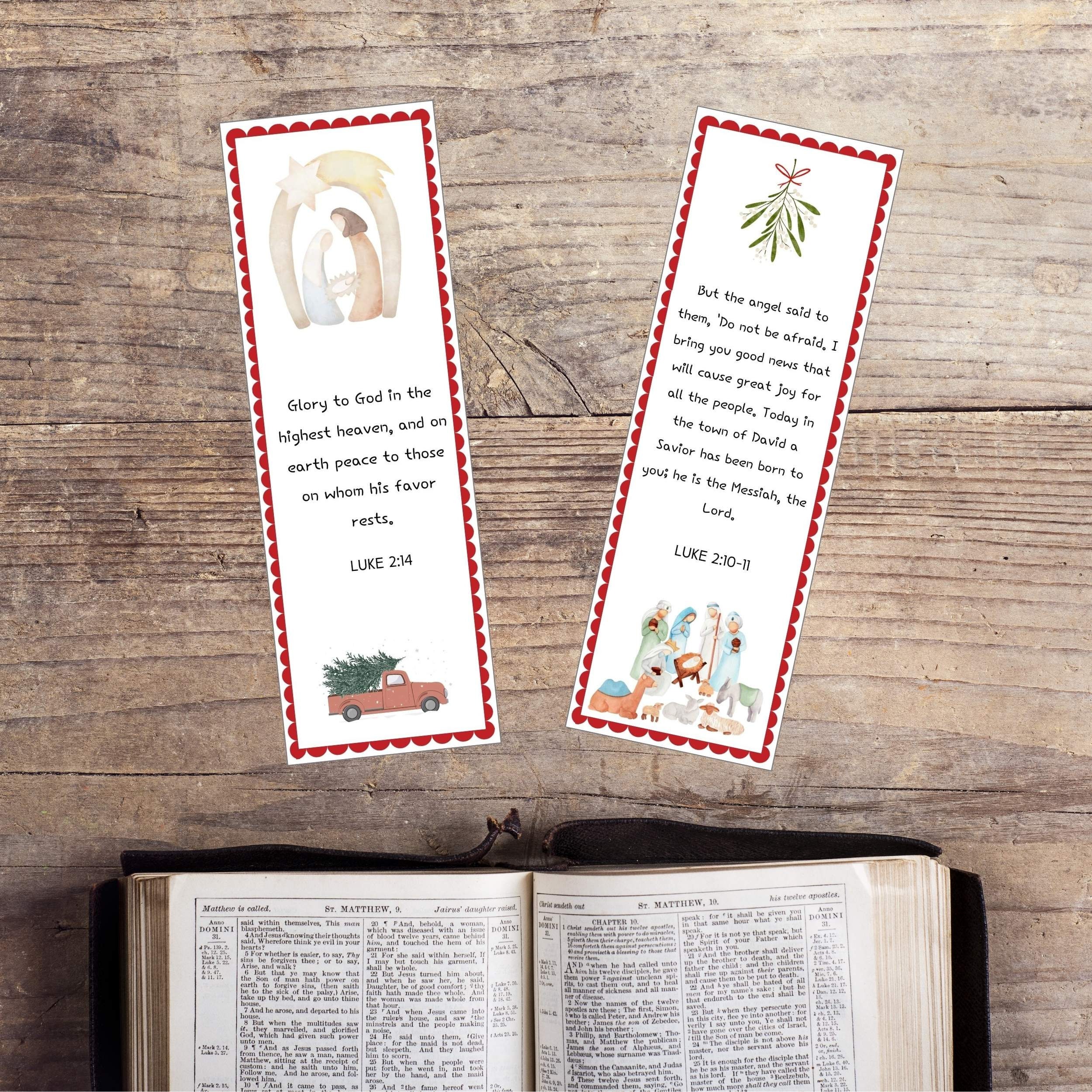 Christmas Printable Bookmarks Set of 6, Digital Download Book Marks ...