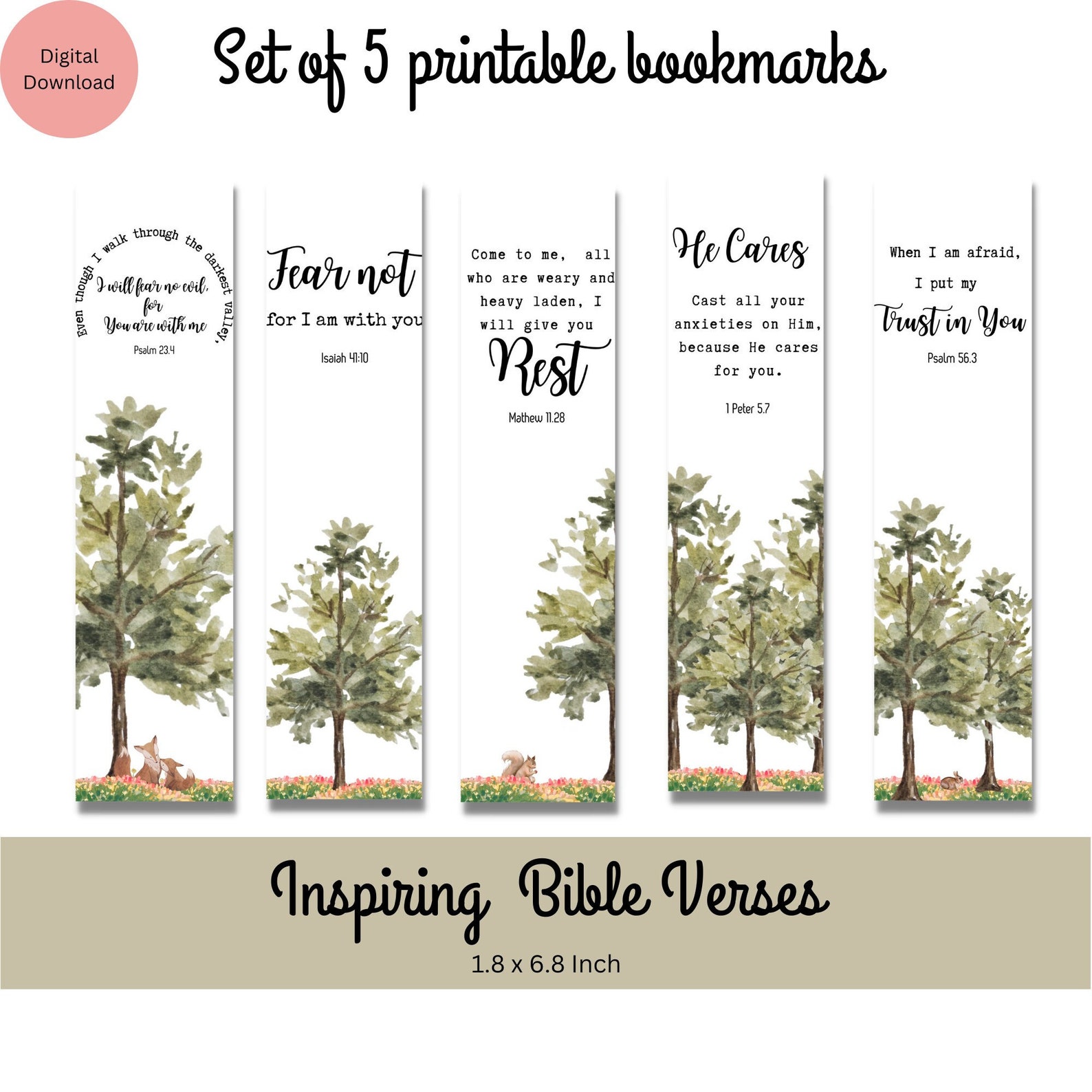 Tree Bookmark Printable Bookmark Bible Green Bookmark Printable ...