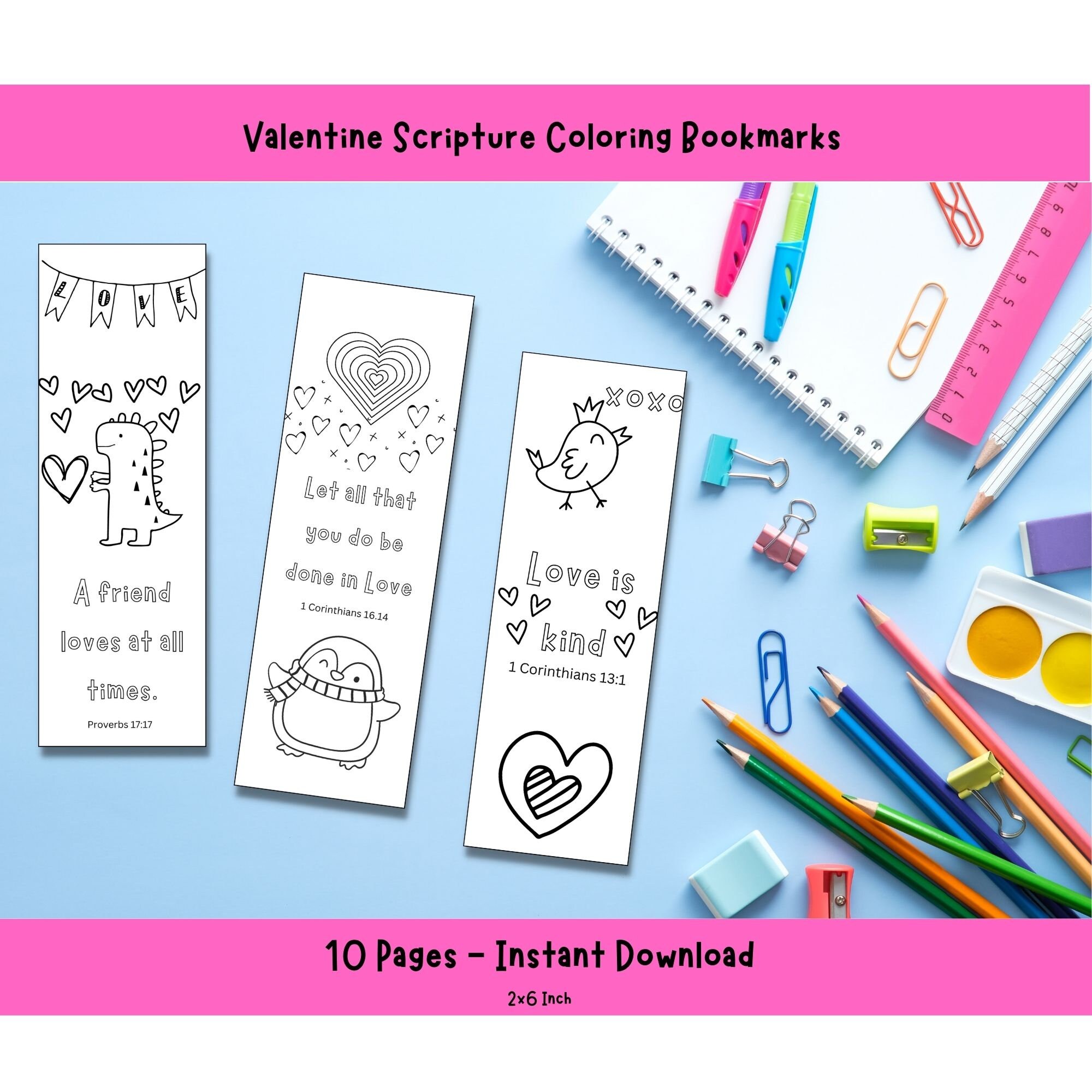 Valentine Coloring Pages Kids Bookmark Coloring Pages Kids Scripture ...