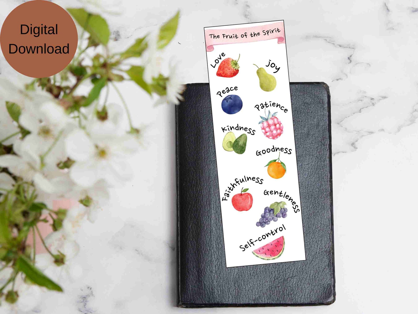 Fruit of the Spirit Printable Bookmark Set of 19 Bible Digital Bookmark ...