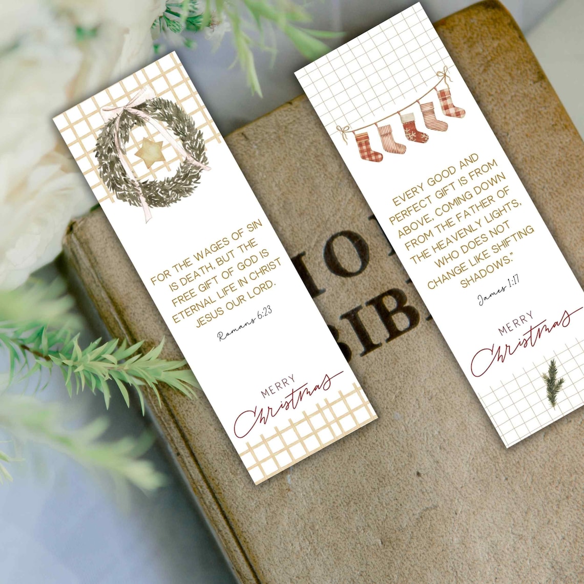 Christian Printable Bookmarks Set of 8 Christmas Theme Bible Verse ...
