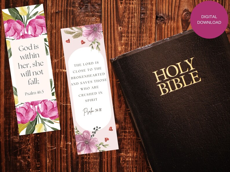 Floral Bible Verse Bookmarks, Set of 4 (printable) - Etsy
