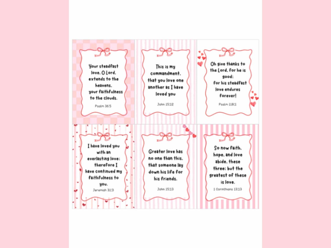 Bible Verse Valentine Cards for Kids, Christian Scripture Valentines ...