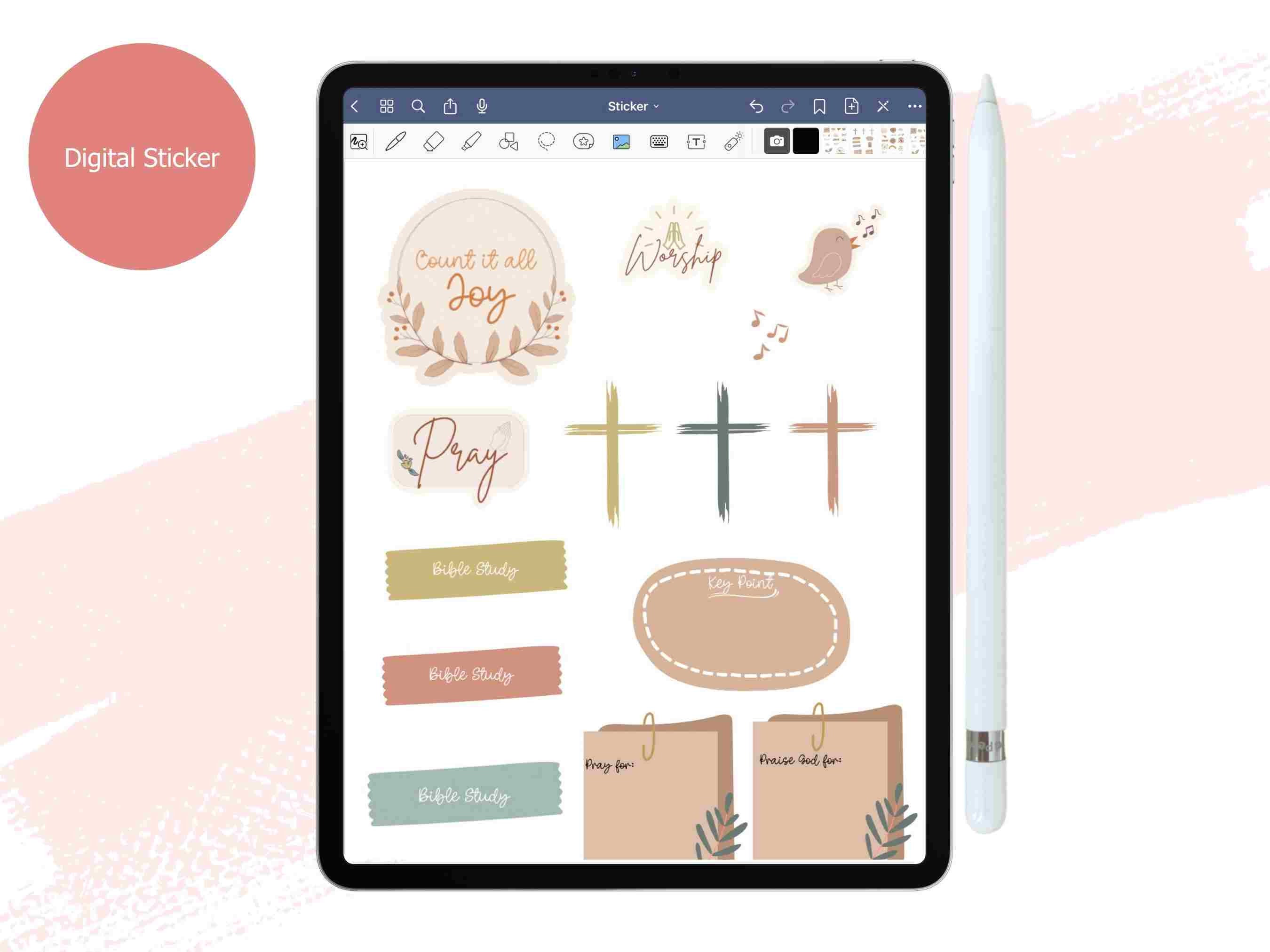 Christian Digital Sticker for Goodnotes Planner Stickers Precropped ...