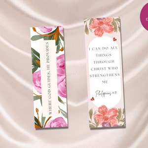 Printable Floral Bookmarks Set of 4 Printable Bookmarks Bible Verse ...