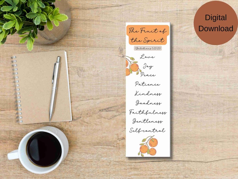 Fruit of the Spirit Bookmark Printable Digital Download Bible Bookmark ...