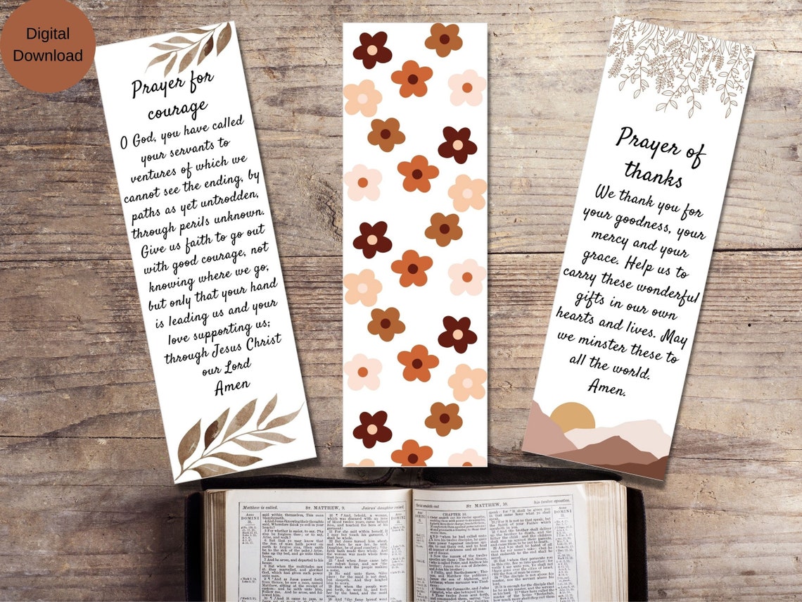 Printable Bookmarks Set of 4,prayer Bookmarks Printable Prayer Journal ...