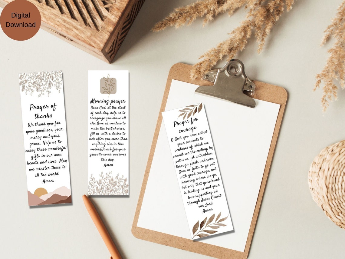 Printable Bookmarks Set of 4,prayer Bookmarks Printable Prayer Journal ...