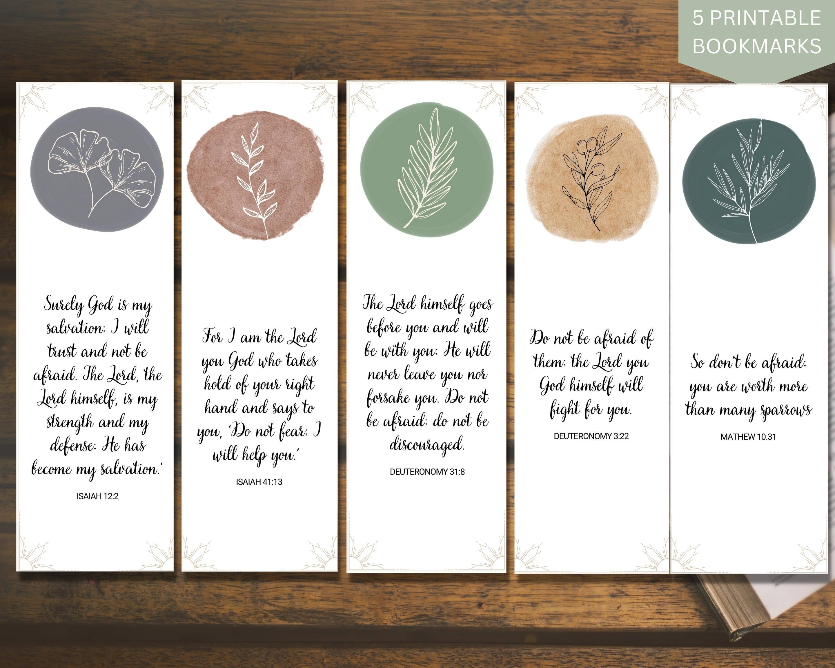 PRINTABLE Bible Verse Bookmark SET of 5 Boho Bookmarks Scripture ...