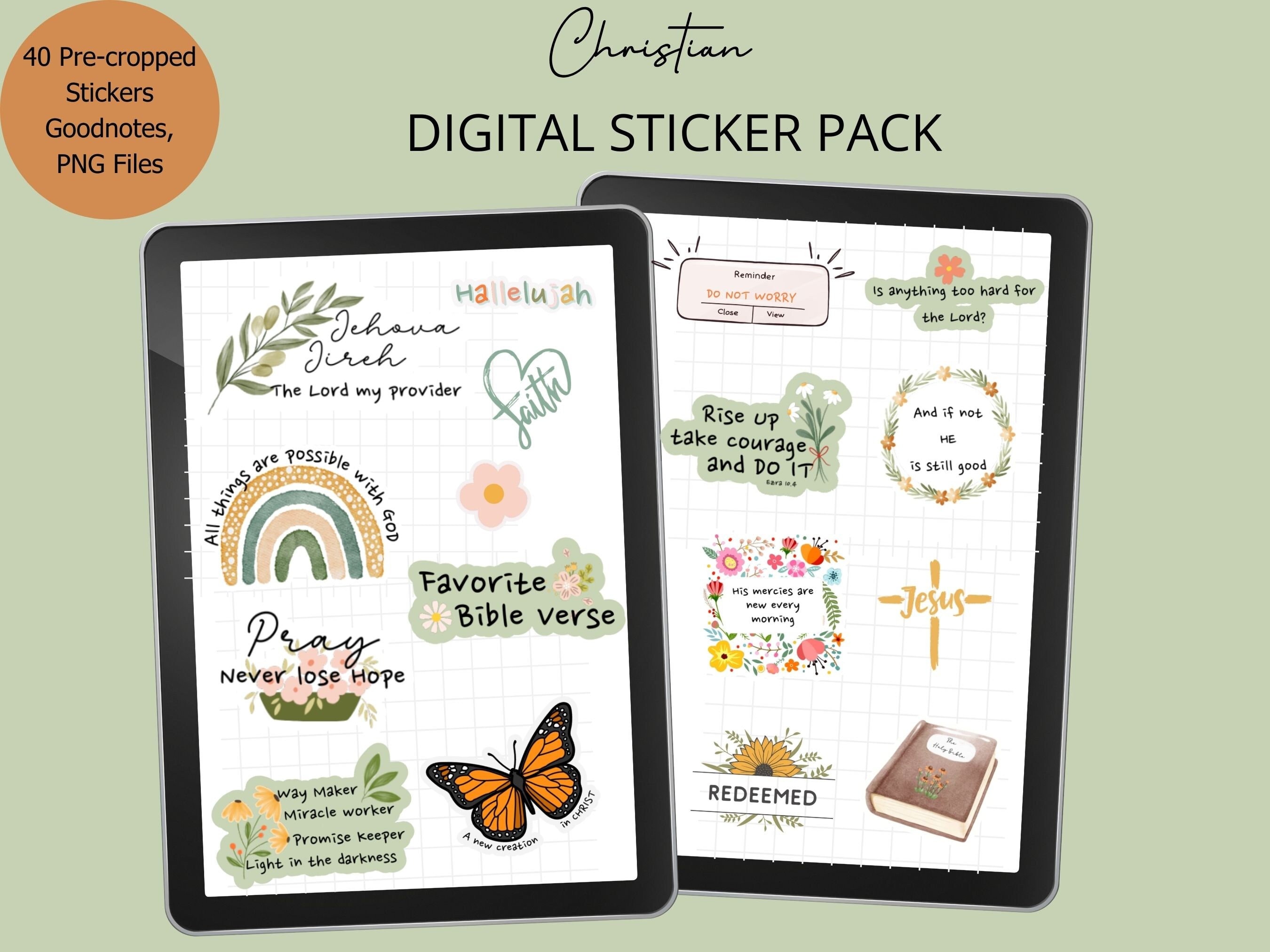 Christian Digital Stickers, Bible Journaling, Faith Icons (PNG ...