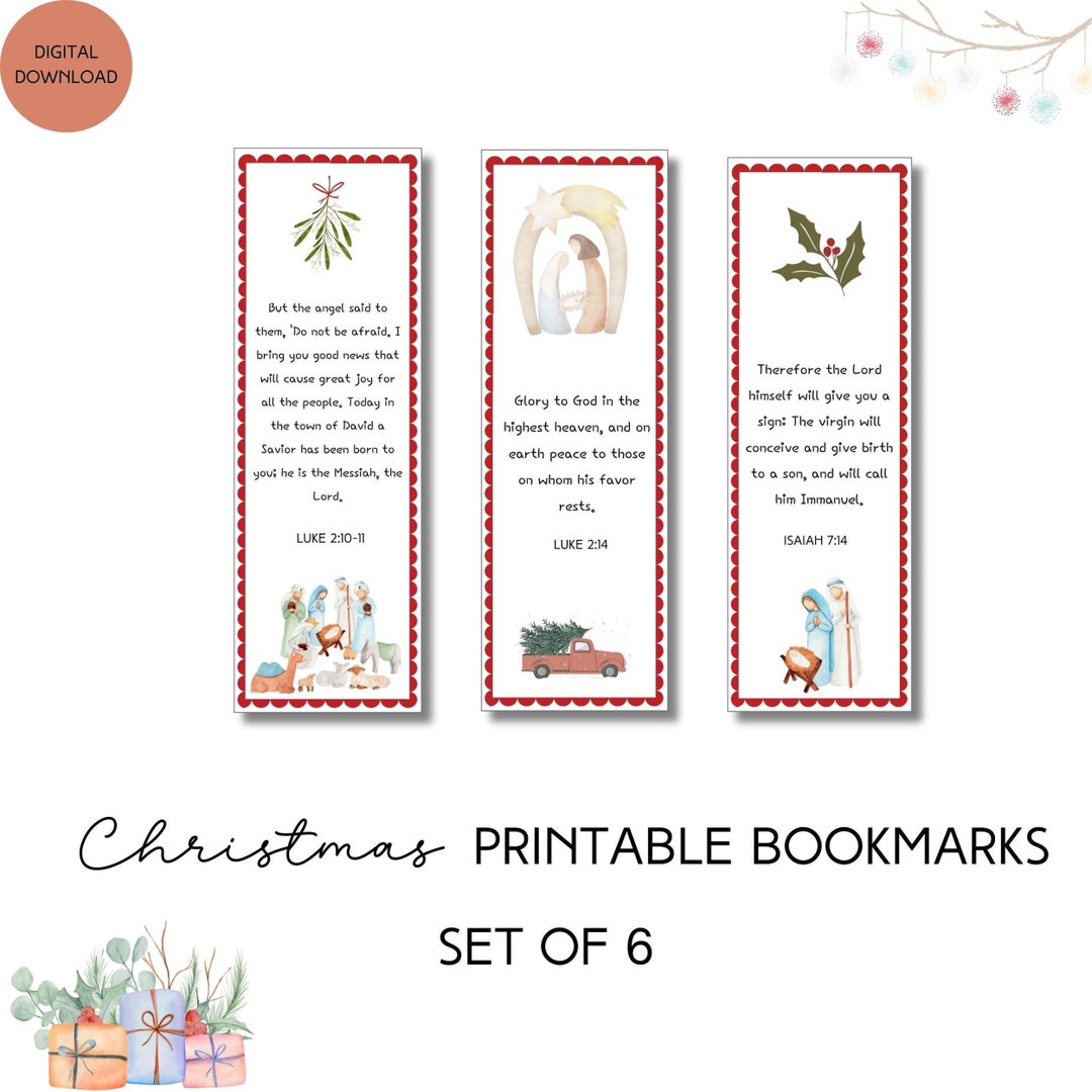 Christmas Printable Bookmarks Set of 6 Digital Download Book - Etsy
