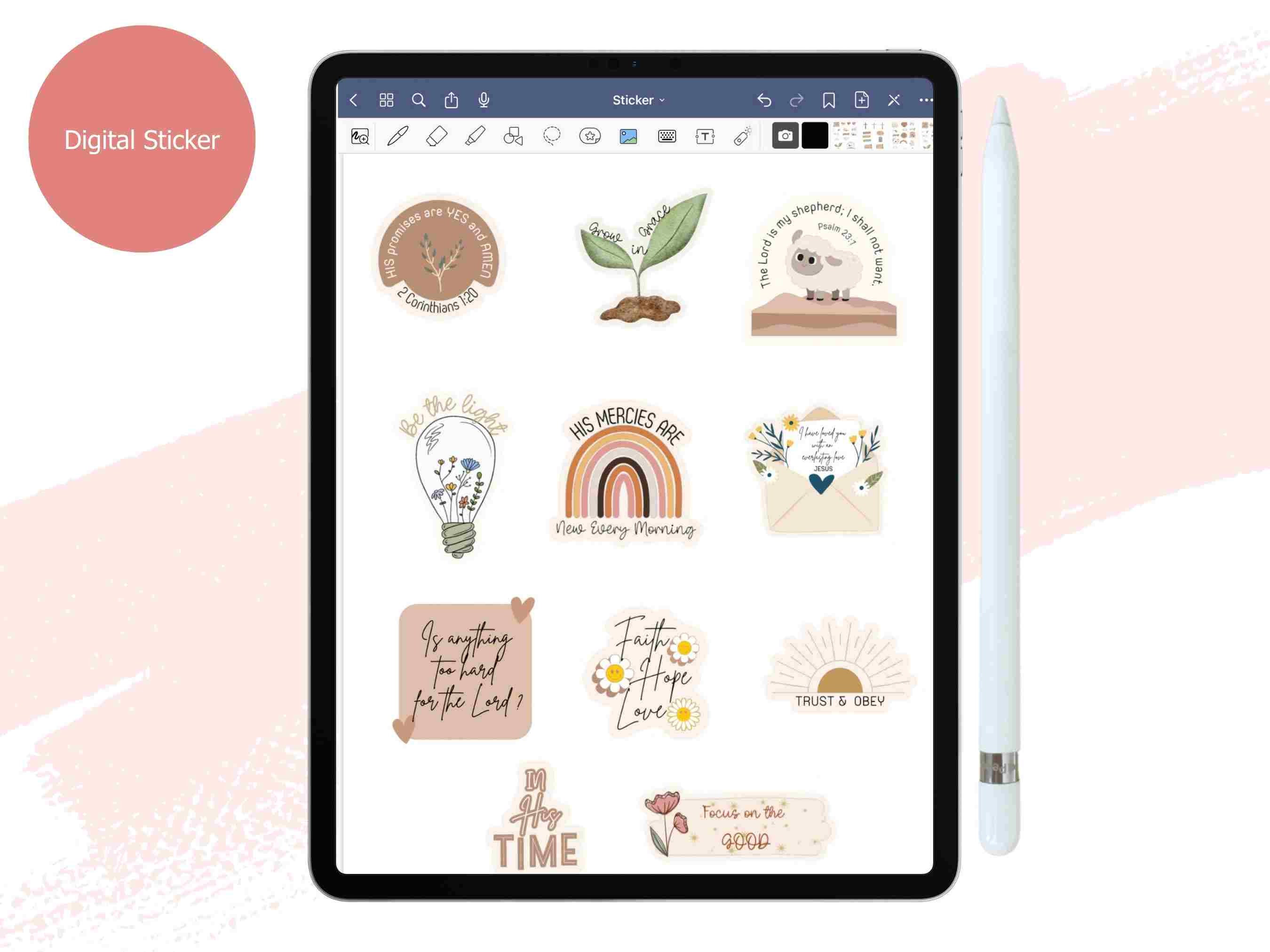 Christian Digital Sticker for Goodnotes Planner Stickers Precropped ...