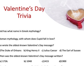 Valentines Day Trivia Game Adult Valentines Trivia Printable Valentines ...