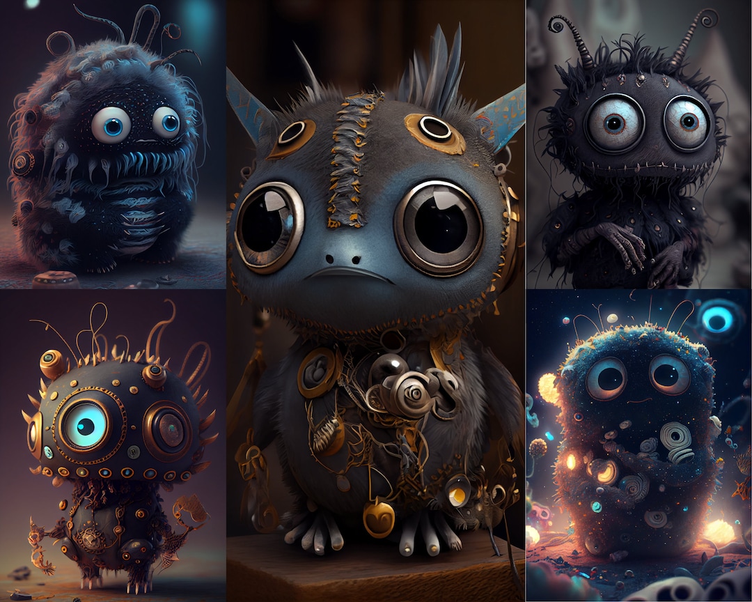 Cute Cosmic Critters - AI Generated - 5 Pack - Etsy
