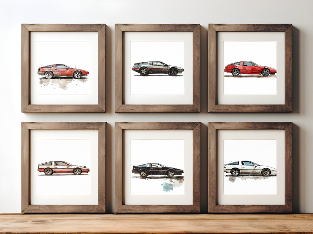 Watercolor Pontiac Fiero Classic Car Art Prints - Set of 6, Car Poster ...
