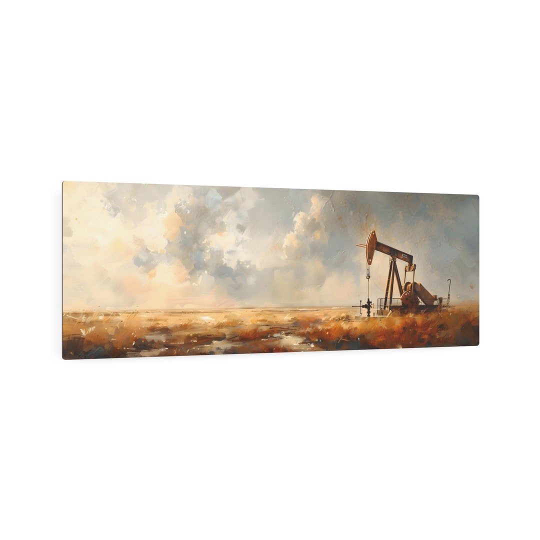 Oil Feild - Prairie Artwork | Metal Art Sign | Large 36x12 Inch - Etsy