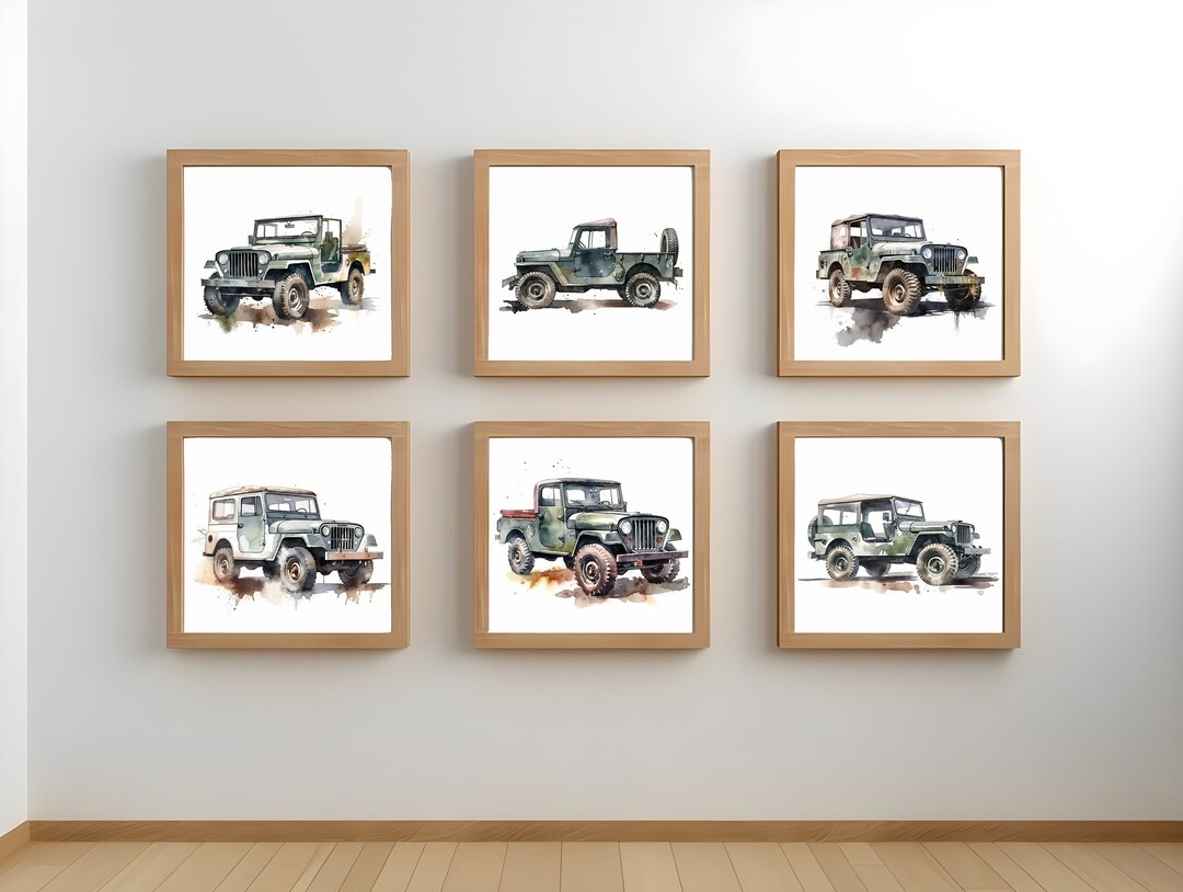 Watercolor Classic Jeep Prints - Set of 6, Nursery Decor (digital ...