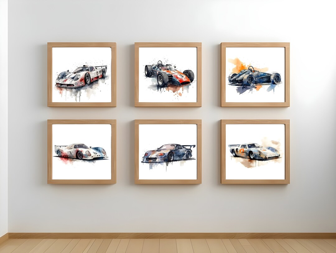 Watercolor Race Car Prints - Classic Cars, Set of 6 (digital Download ...