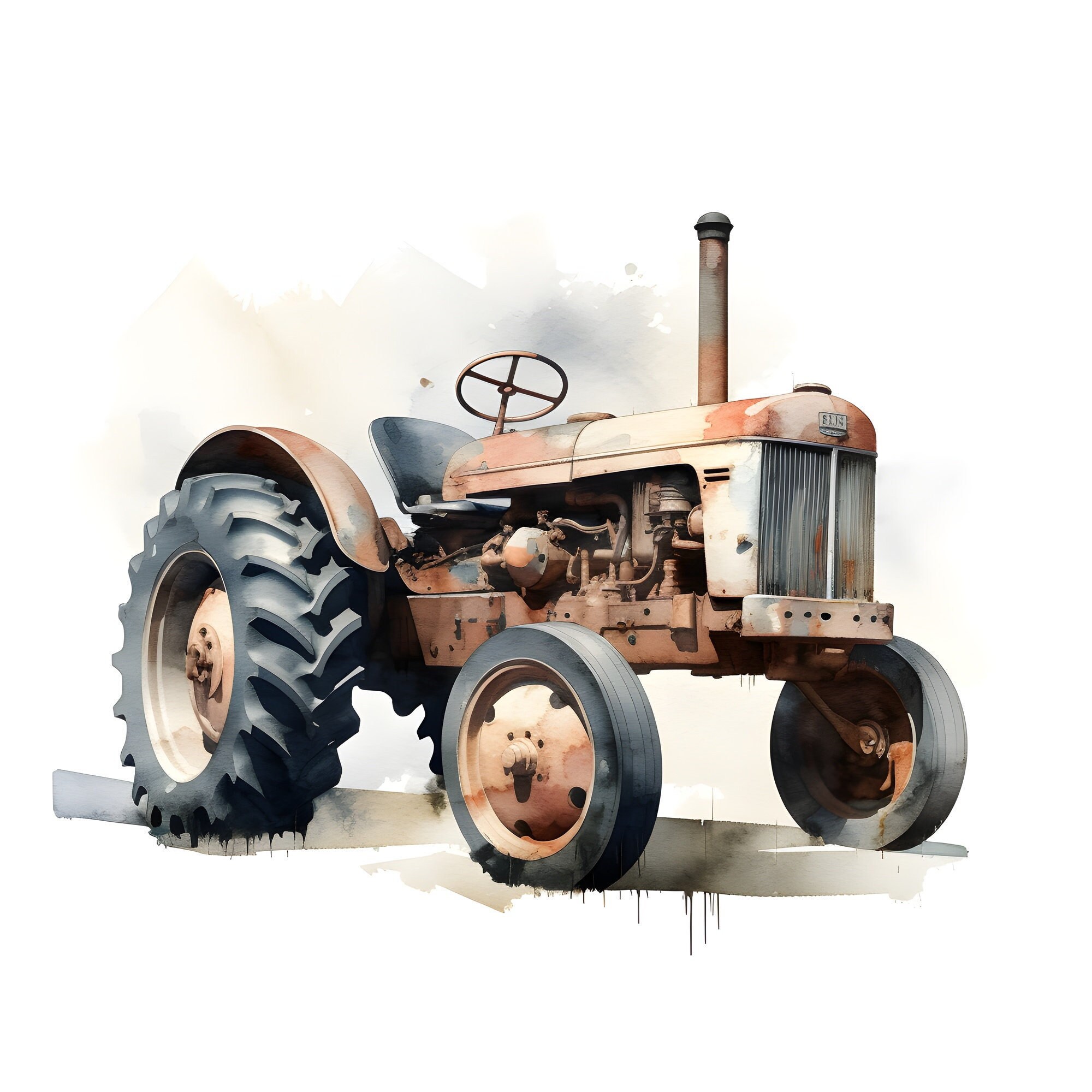 Watercolor Classic Tractor Art Prints Set of 6 Rusty Farm - Etsy