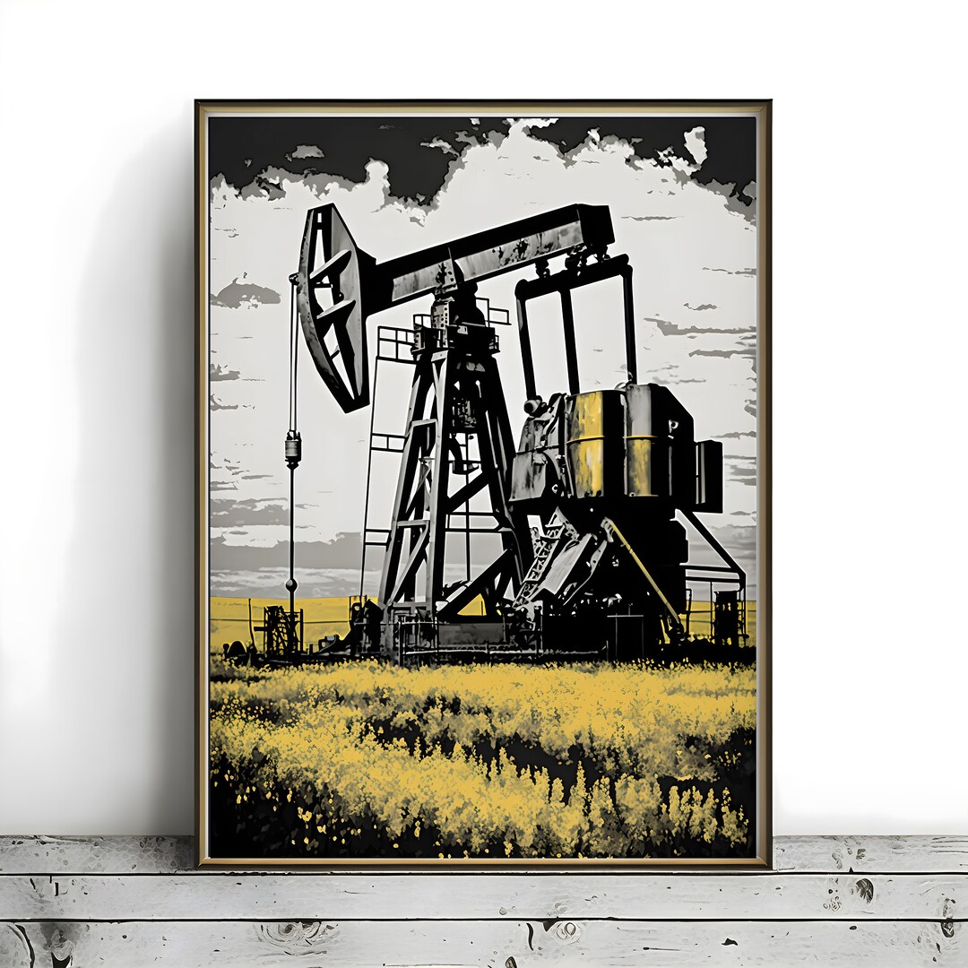 Vintage Oil Rig Illustration Digital Download Poster - Etsy