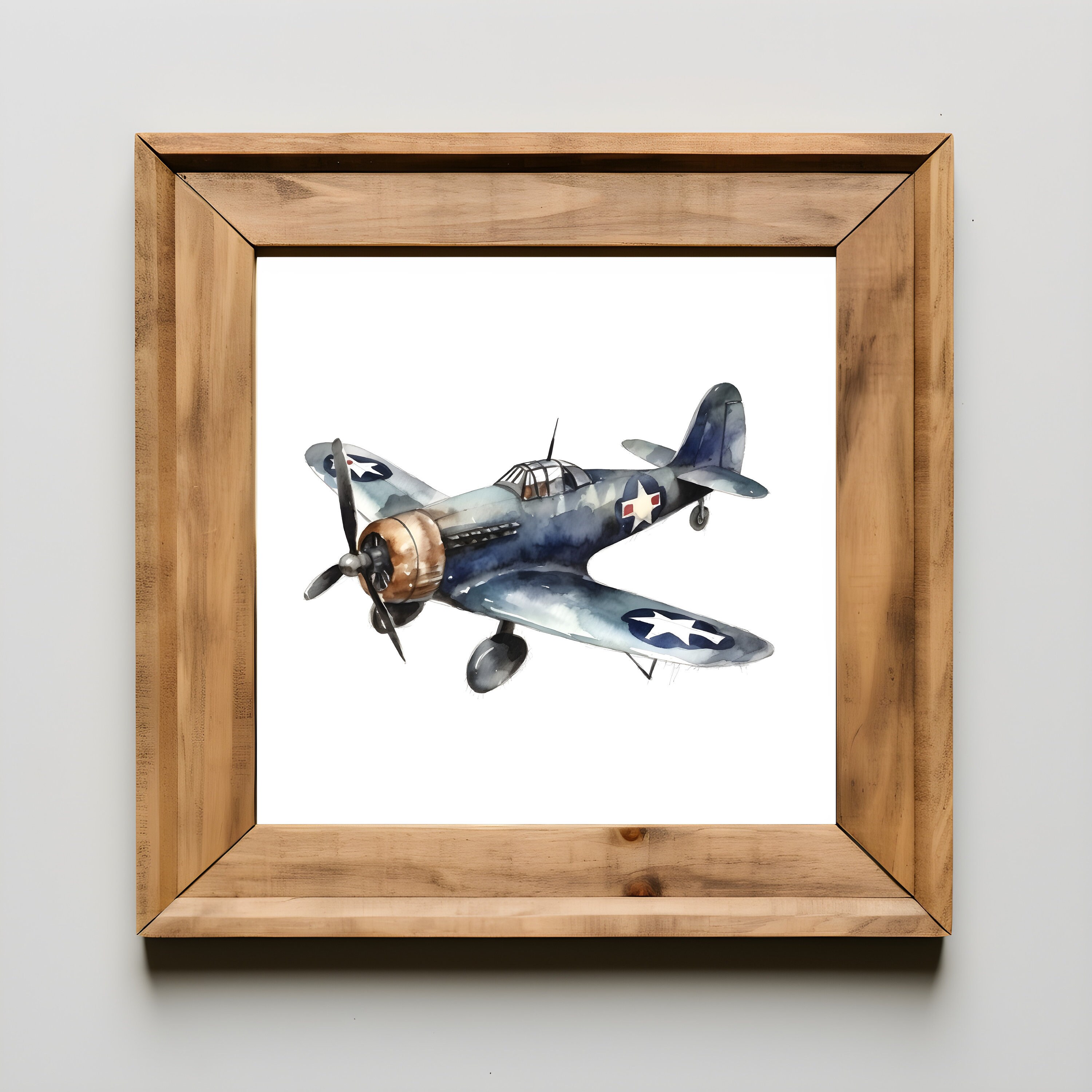 Watercolor Fighter Planes Art Prints Set of 6, Aviation Decor ...