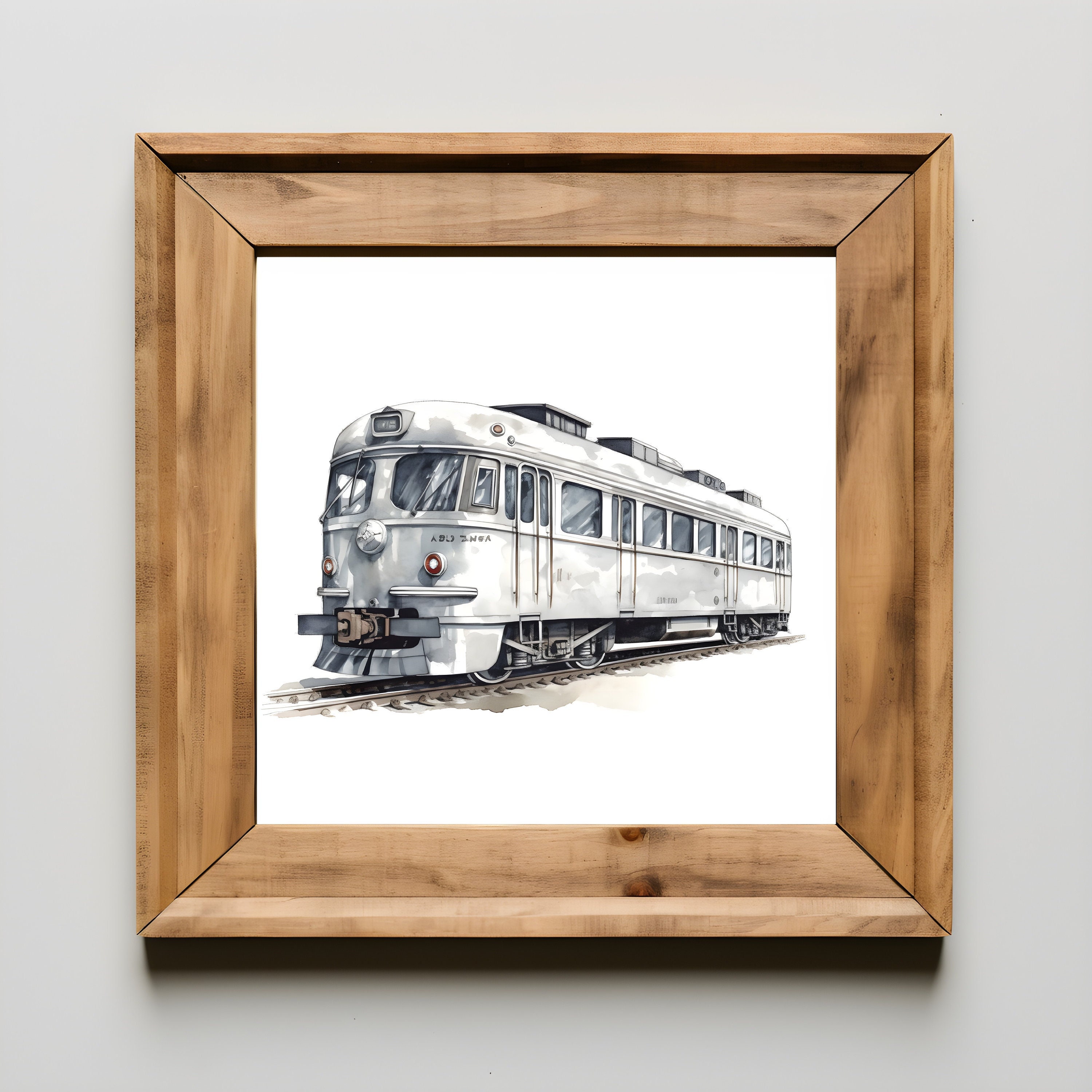 Watercolor Classic Grey Trains Art Prints Set of 6 - Etsy