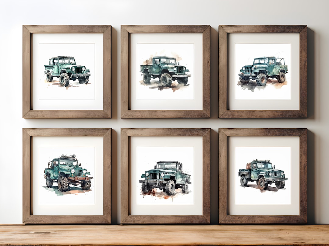 Watercolor Classic Jeep Prints - Set of 6, Nursery Posters, Boy Kids ...