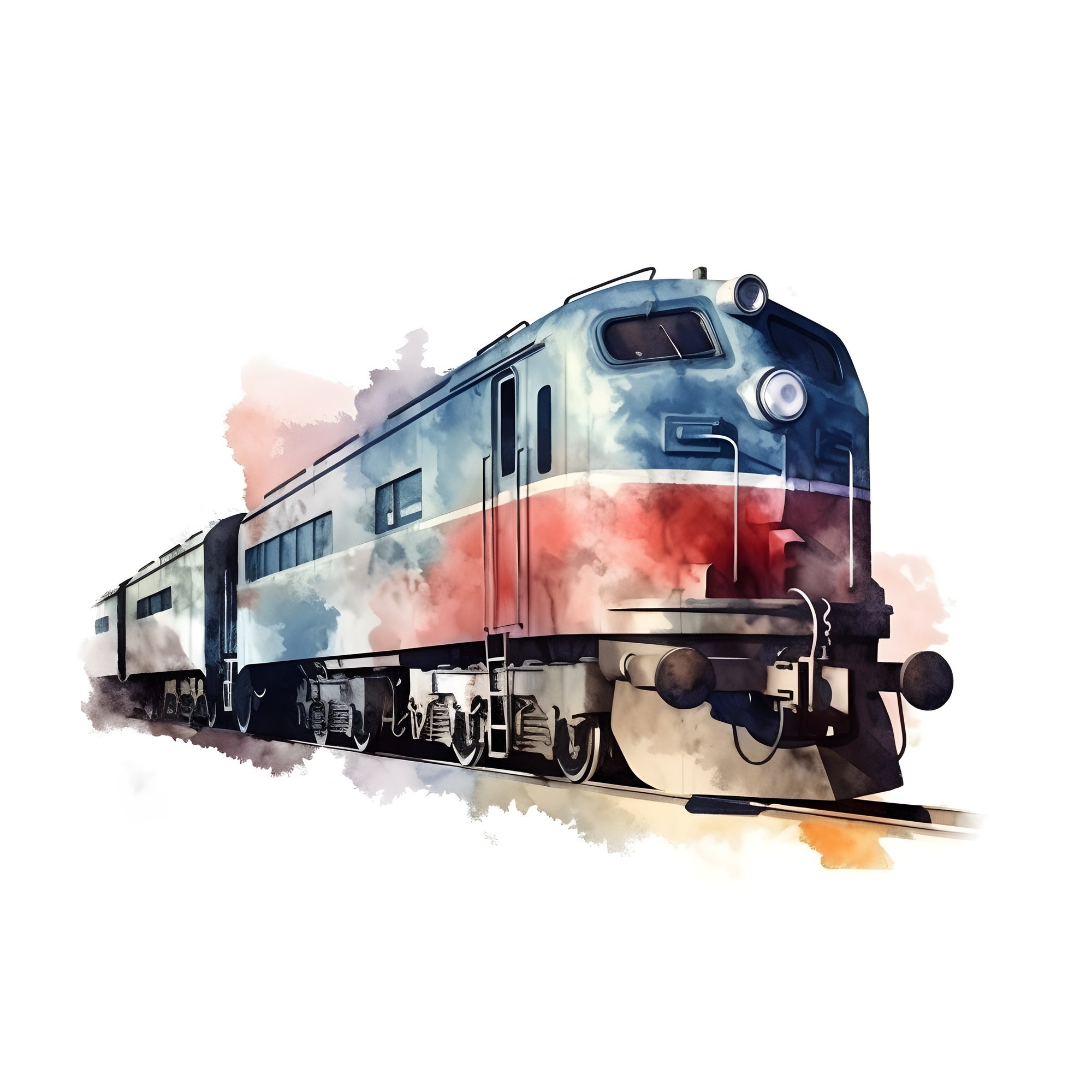 Blue Watercolor Trains Art Prints Set of 6 Locomotive - Etsy