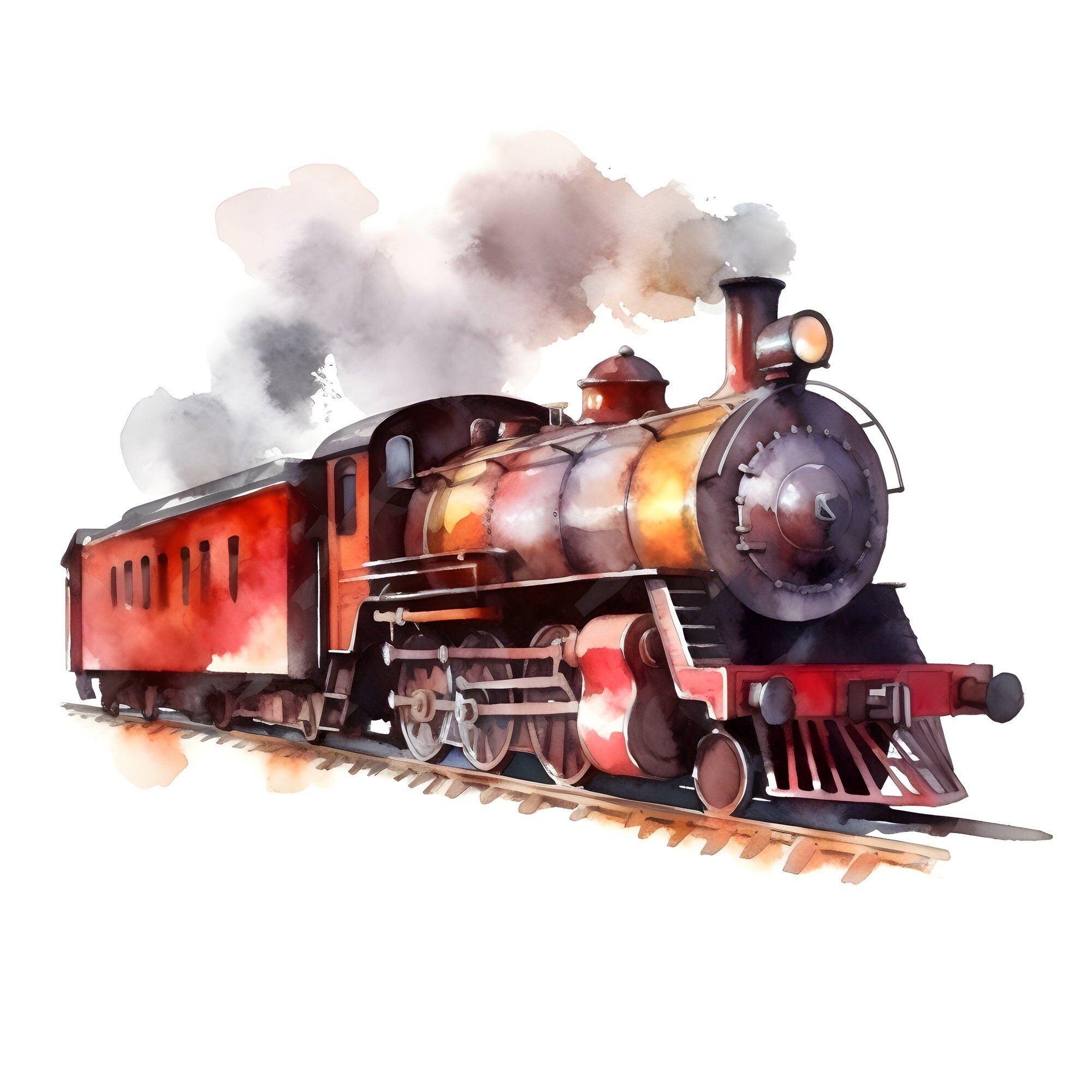 Watercolor Classic Trains Art Prints Set of 6 Locomotive - Etsy