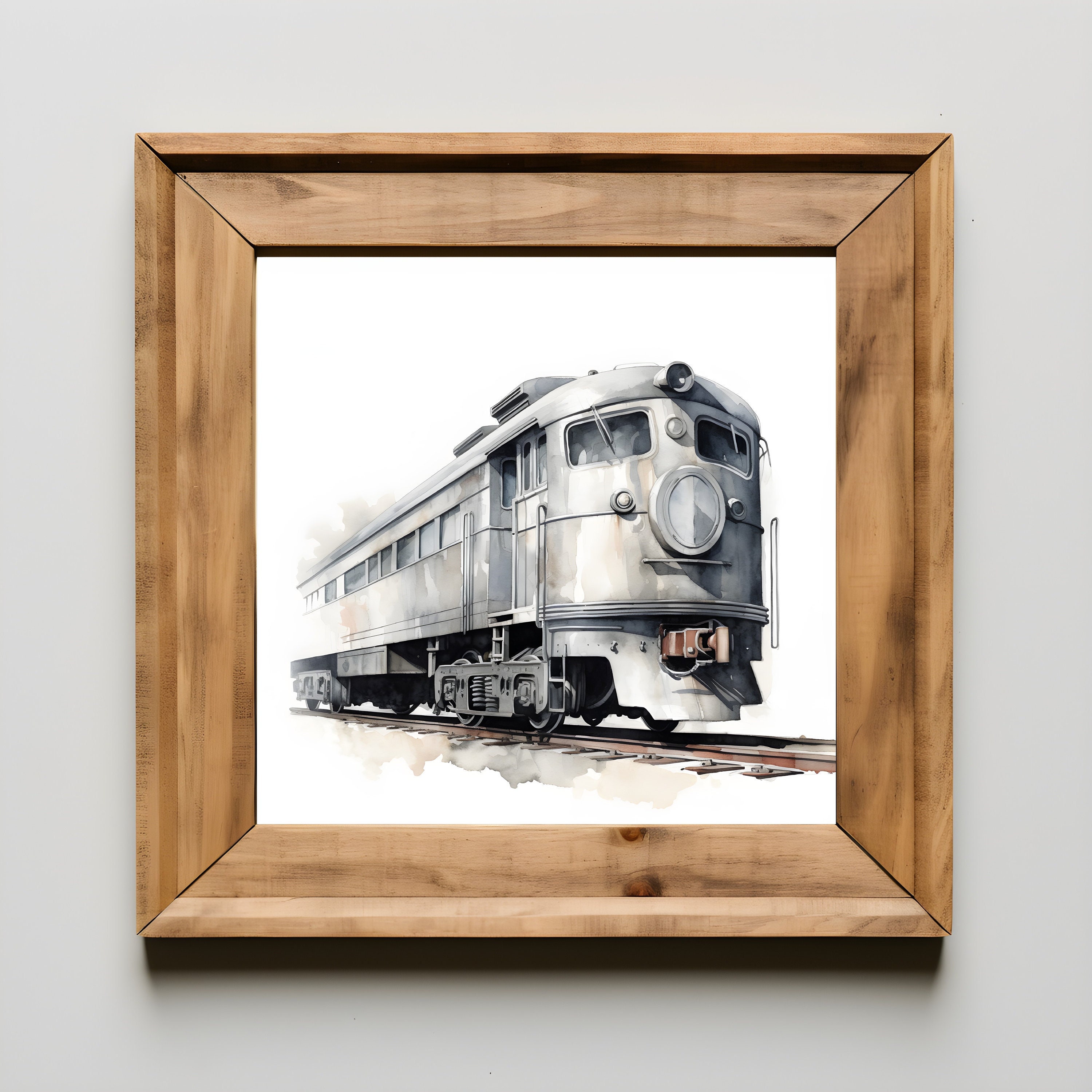 Watercolor Classic Grey Trains Art Prints Set of 6 - Etsy