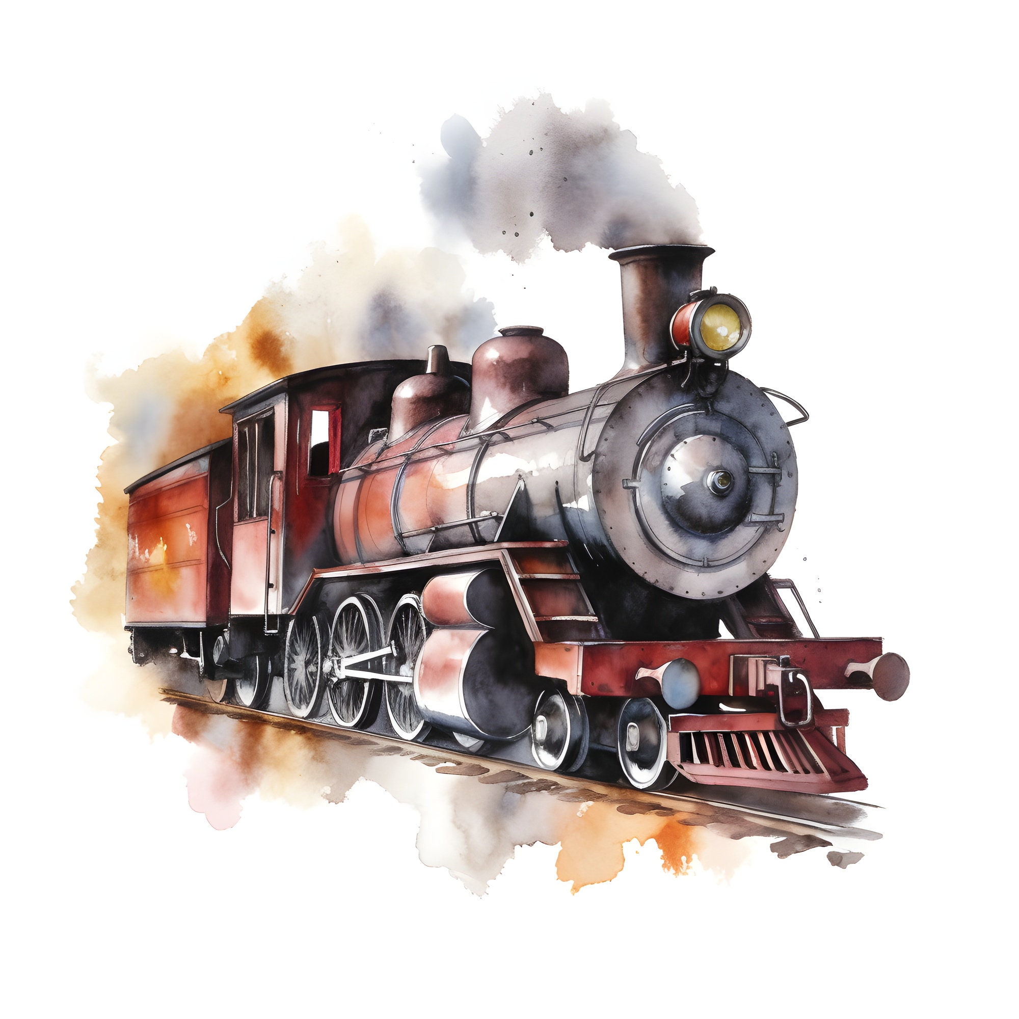 Watercolor Classic Trains Art Prints Set of 6 Locomotive - Etsy