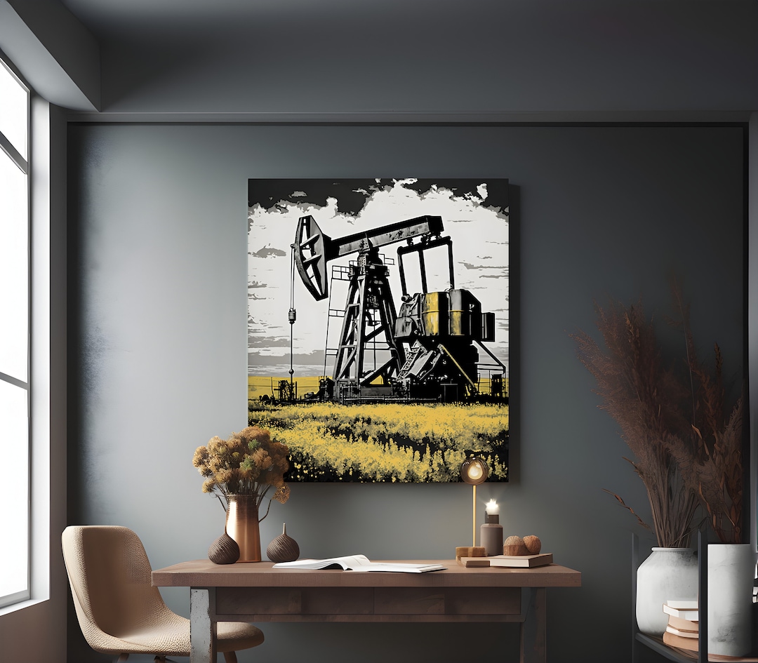 Vintage Oil Rig Illustration, Digital Download, Home Décor, Printable ...