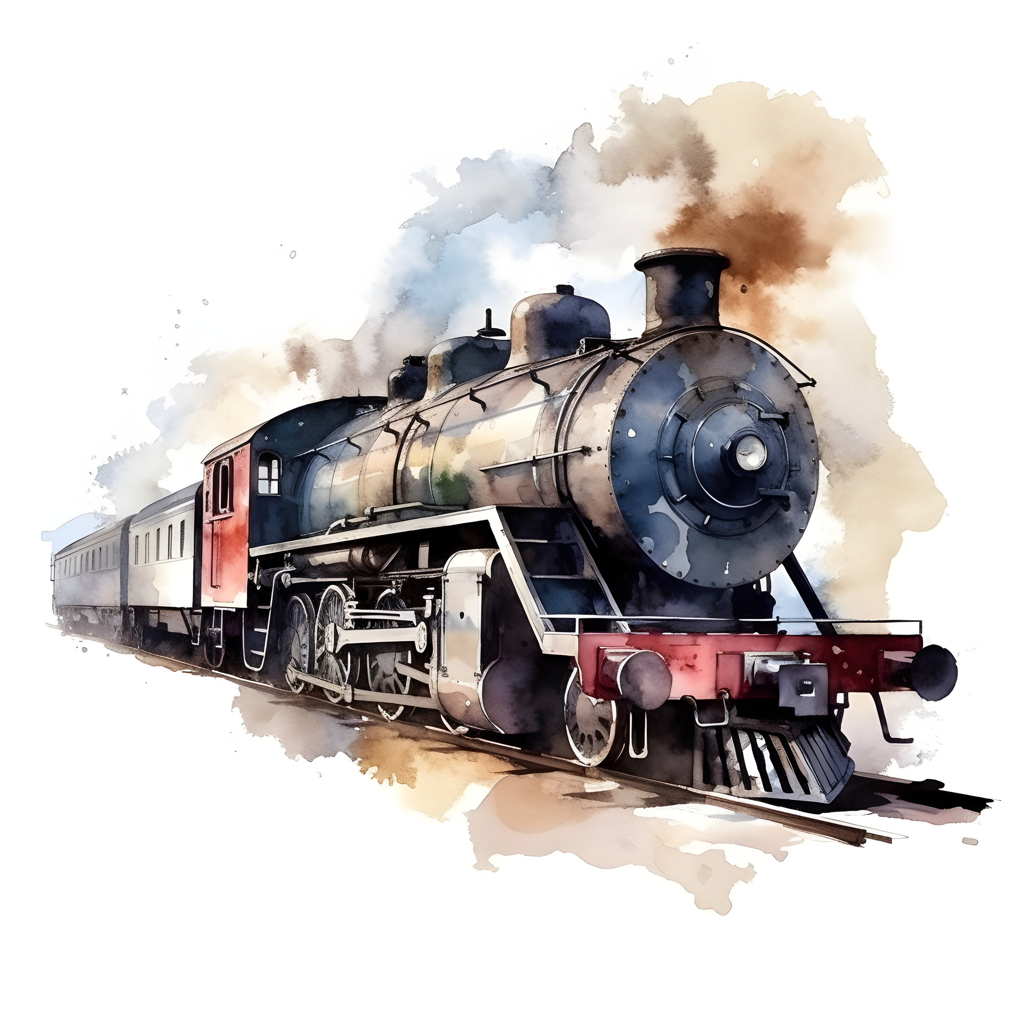 Grey Watercolor Classic Train Art Prints Set of 6, Locomotive Nursery ...