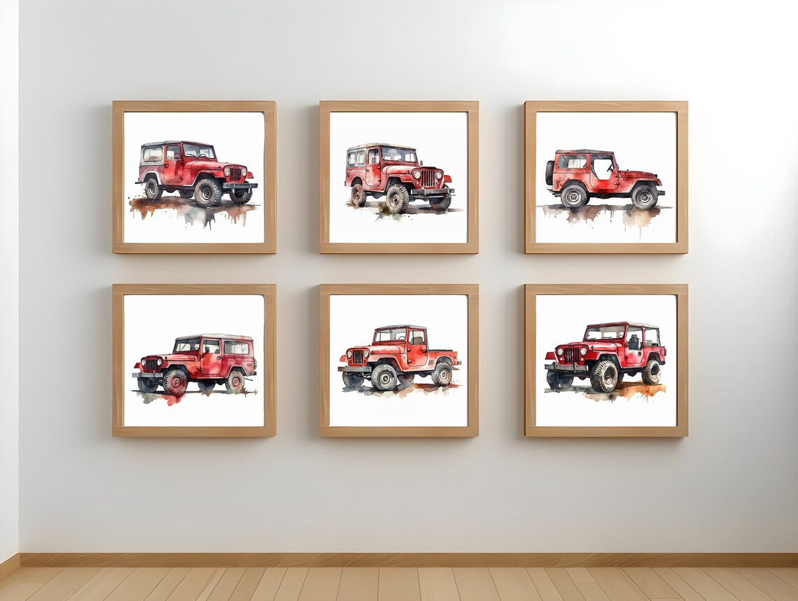 Watercolor Classic Jeep Prints – Set of 6, Nursery Decor (digital ...