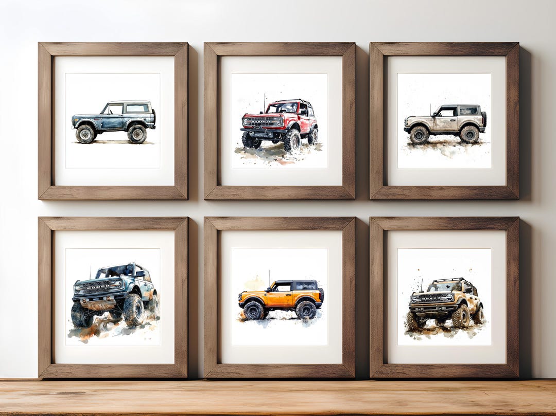 Watercolor Ford Bronco, Classic off Road Art Prints - Set of 6, Car ...