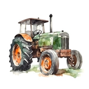 Watercolor Classic Tractor Art Prints - Set of 6, Cool Farm Equipment ...